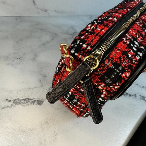 CHANEL | Bags | Chanel Tweed Camera Crossbody Bag Quilted Coco Midnight Case Redblack Cc 2s ...